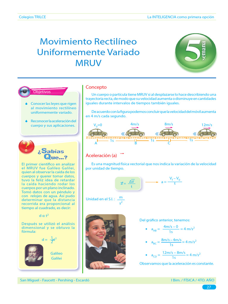 Movimiento Rectilíneo Uniformemente Variado | PDF | Velocidad | Aceleración