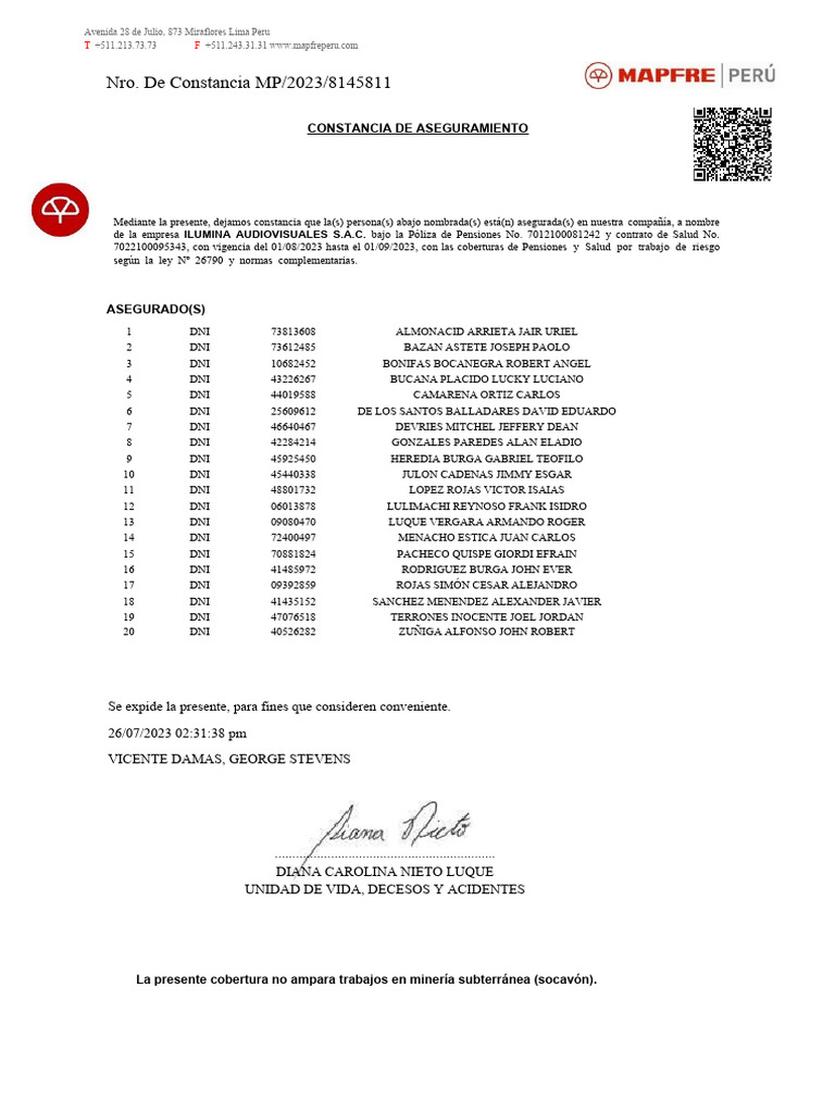 SCTR Agosto 2023 Ia General | PDF | Póliza de seguros | Derecho contractual