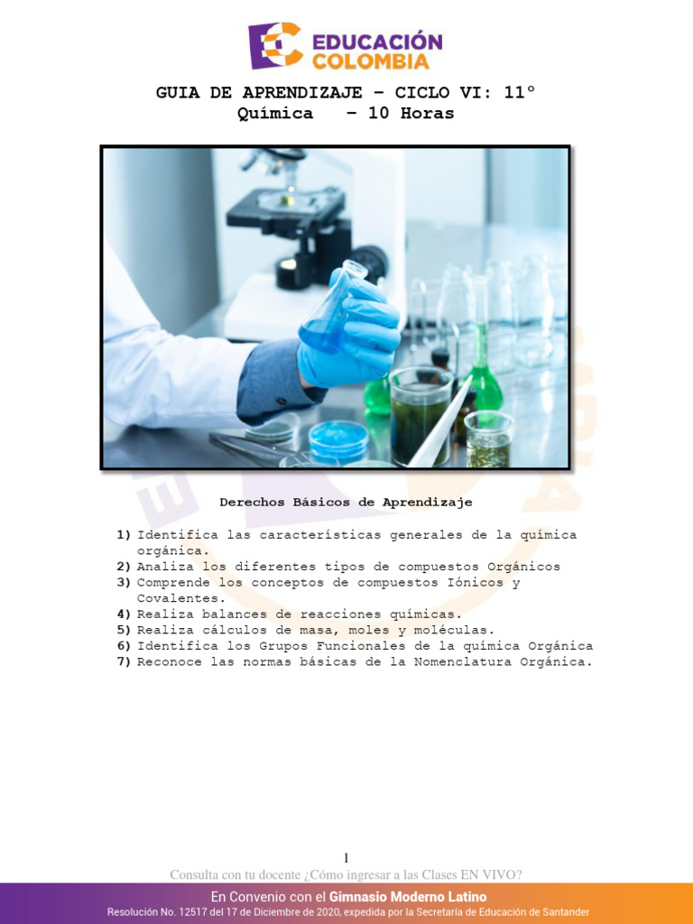 Guia de Aprendizaje Química VI | PDF | Compuestos químicos | Enlace ...