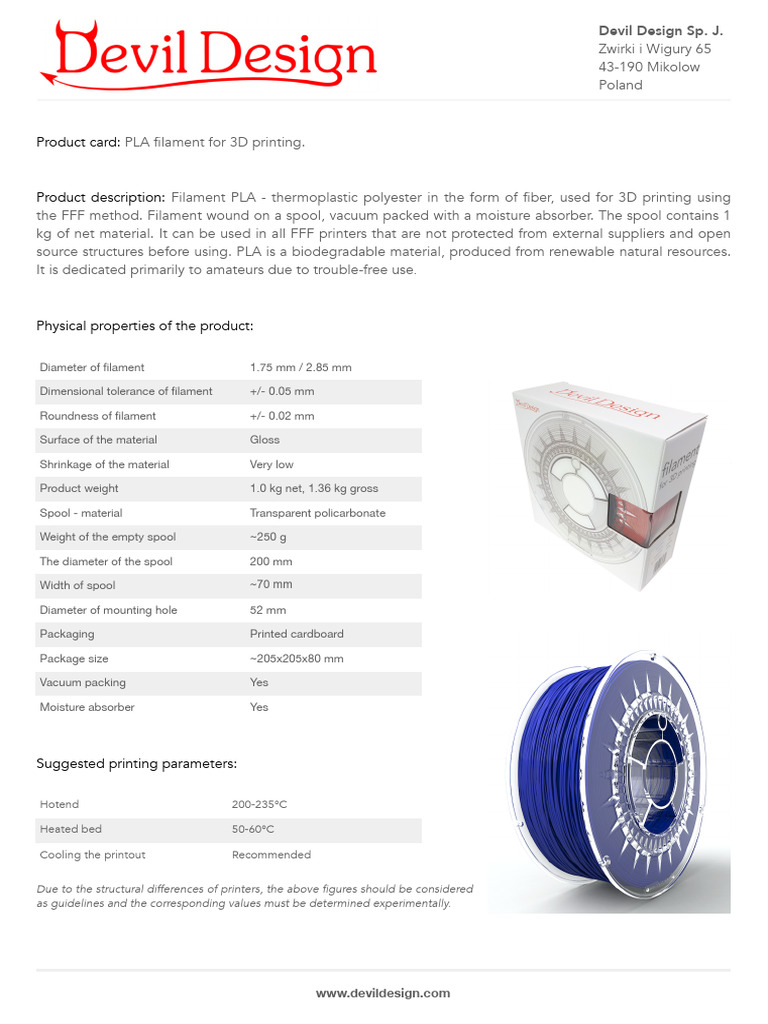 PLA - Product Card | PDF | Green | Blue