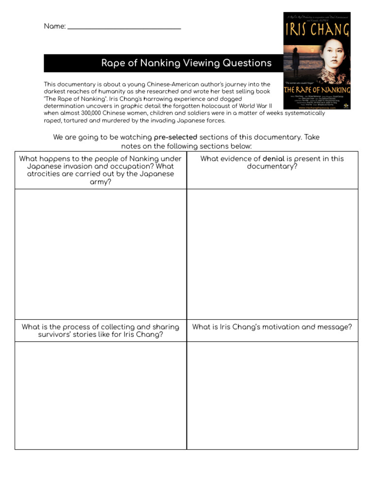 Rape of Nanking Viewing Questions | PDF