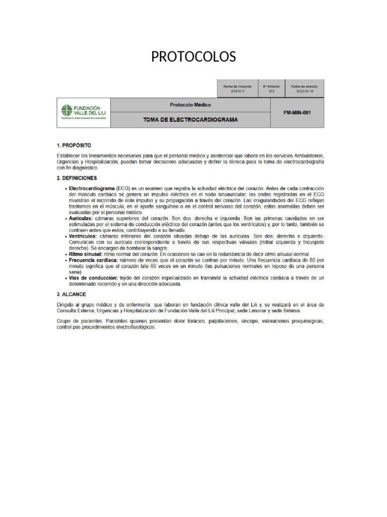 PROTOCOLOS | PDF | Corazón | Especialidades Medicas