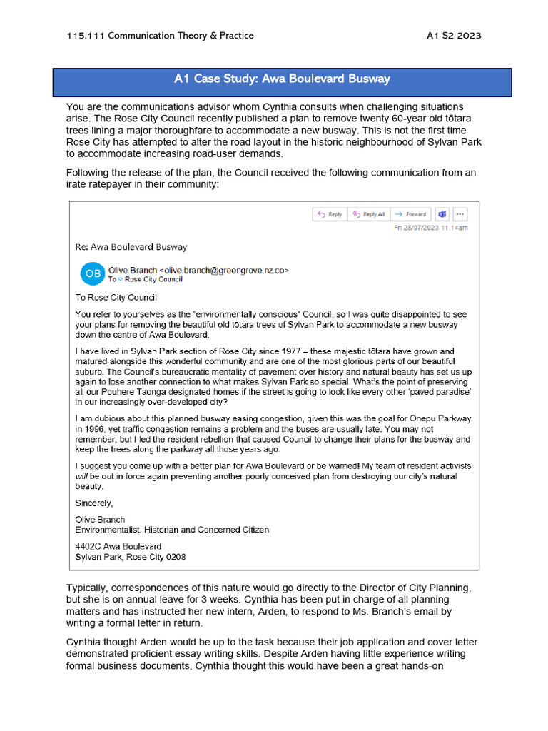 A1 Case Study S2 2023 FINAL | PDF | Information | Communication