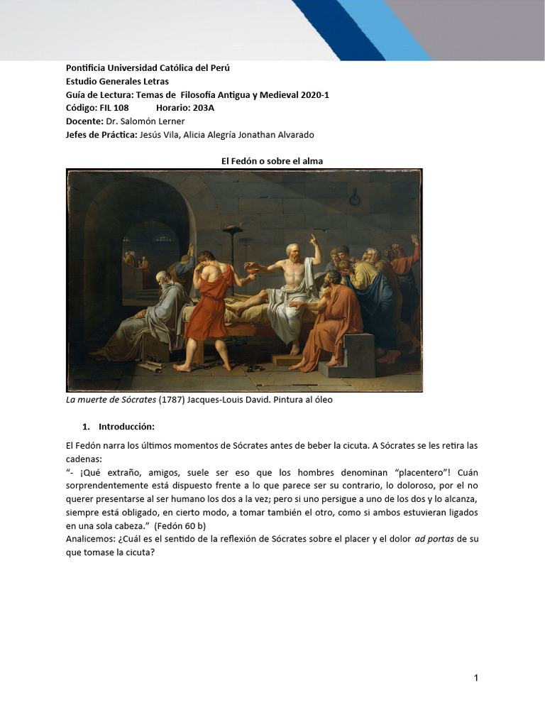 Guía de Lectura 3 (Fedón-Platón) | PDF | Alma Guía de Lectura 3 (Fedón-Platón) | PDF | Alma