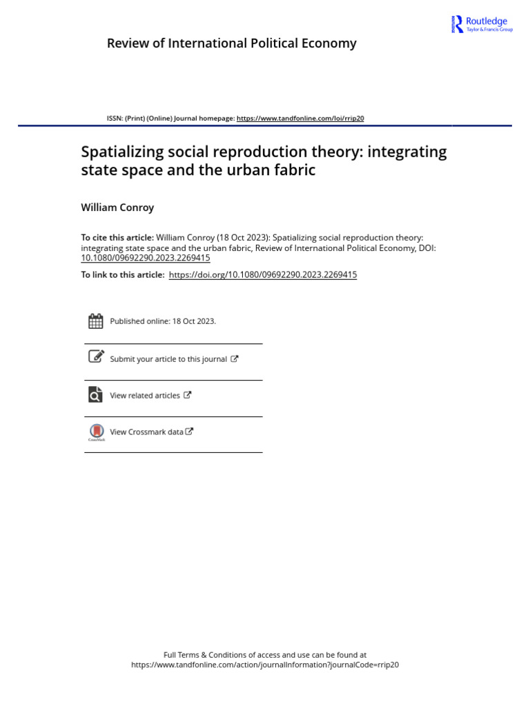 CONROY, William - Spatializing Social Reproduction Theory | PDF ...