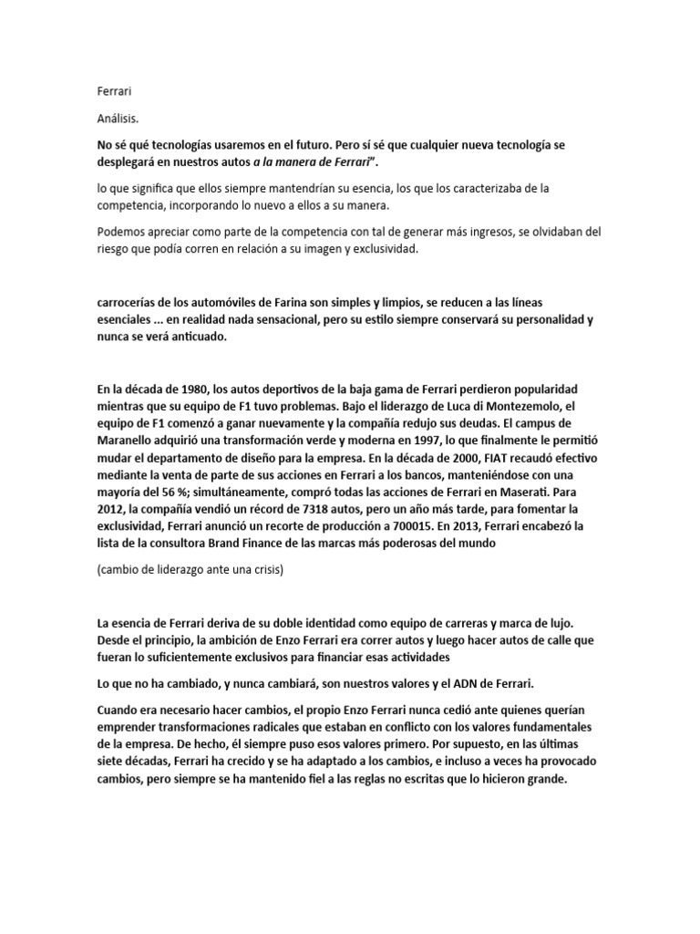 Ferrari | PDF | Ferrari | Formula Uno