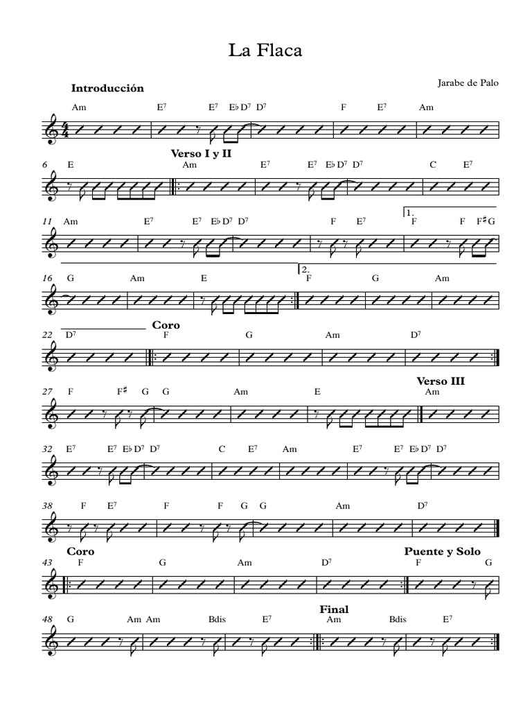 La Flaca - Partitura Completa | PDF