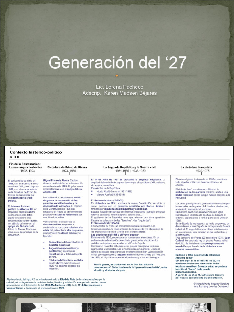 Generación Del 27 | PDF | Federico García Lorca | Literatura en español