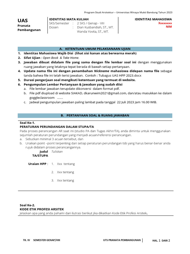 C1B UAS Pranata Pembangunan 2023 | PDF | Seni | Komputer