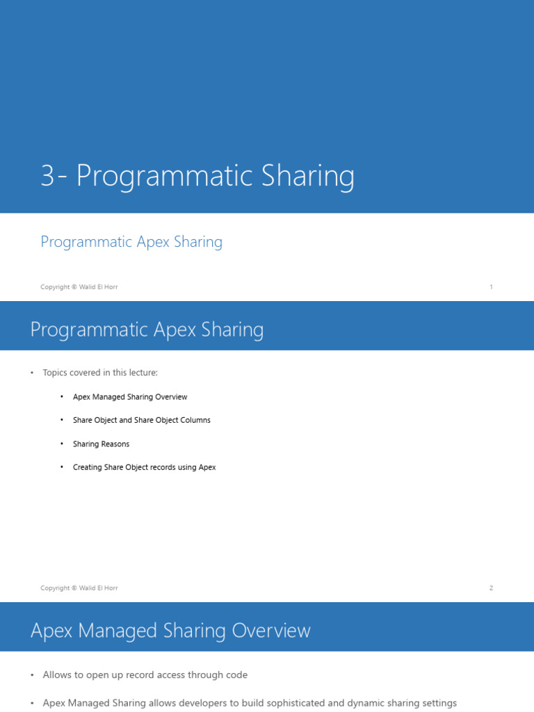 3.1 - Programmatic Sharing - Programmatic Apex Sharing | PDF ...