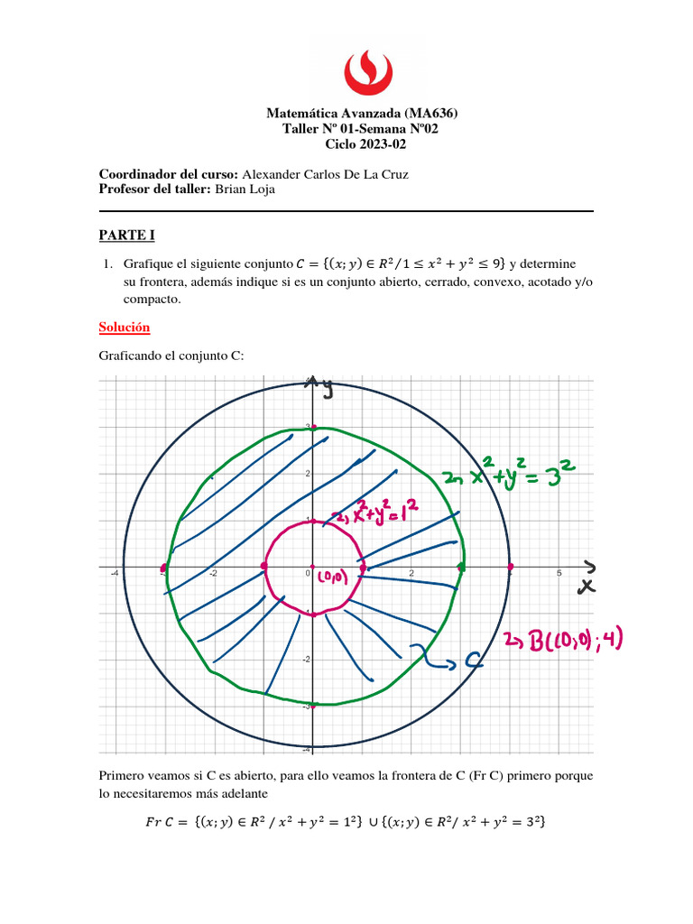 Taller 1 Semana 2 MA636 2023-2 SOLUCIONARIO | PDF | Conjunto convexo | Vector Euclidiano