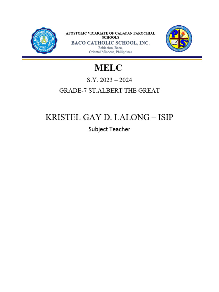 Grade 7 MELC Overview 2023-2024 | PDF | Wellness
