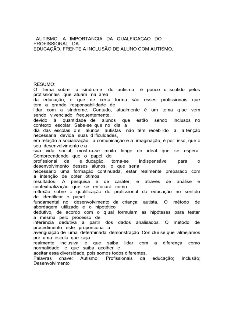 Artgo Autisno Educaçção Especila e Neuro | PDF | Espectro do autismo ...