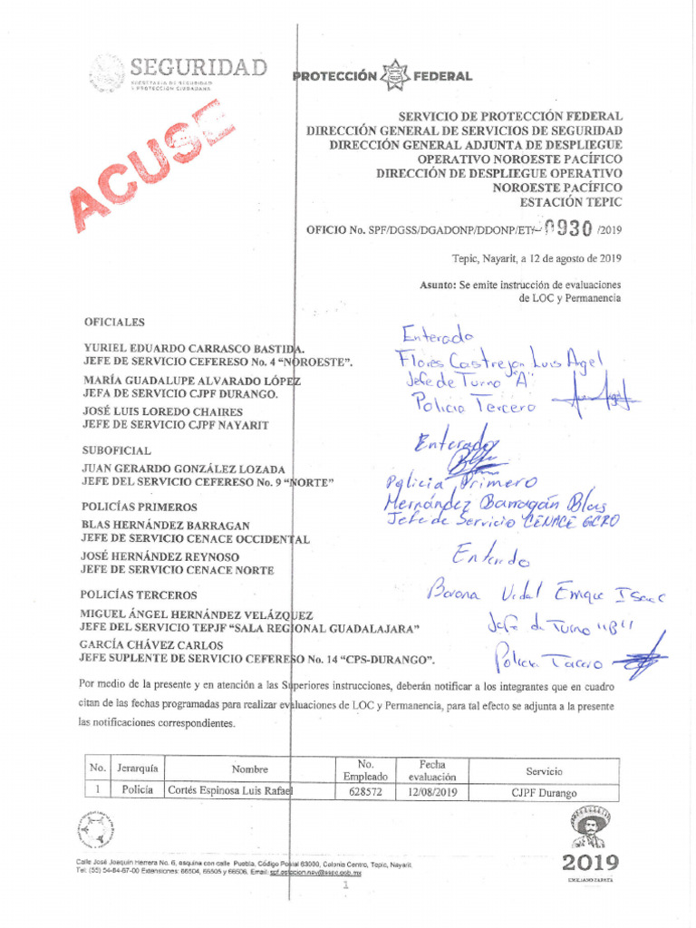 Acuse de Enterado Del Oficio 0930 | PDF