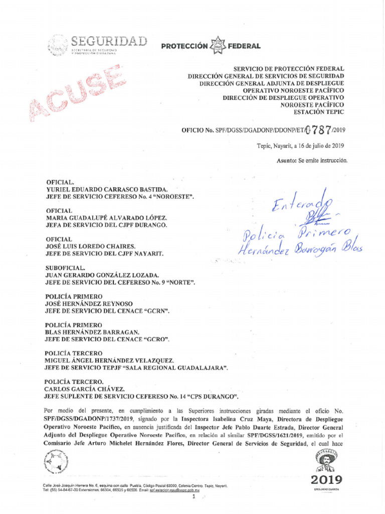 Acuse de Enterado Oficio 0787 | PDF