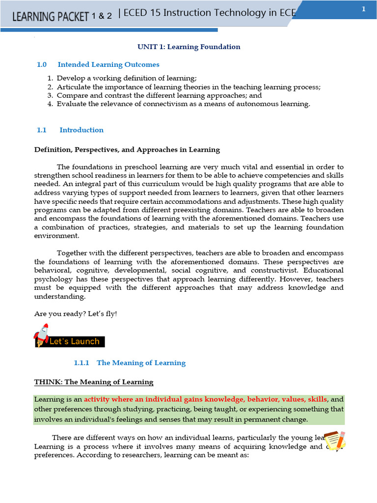 Eced 15 LP 1 2 | PDF | Educational Technology | Learning
