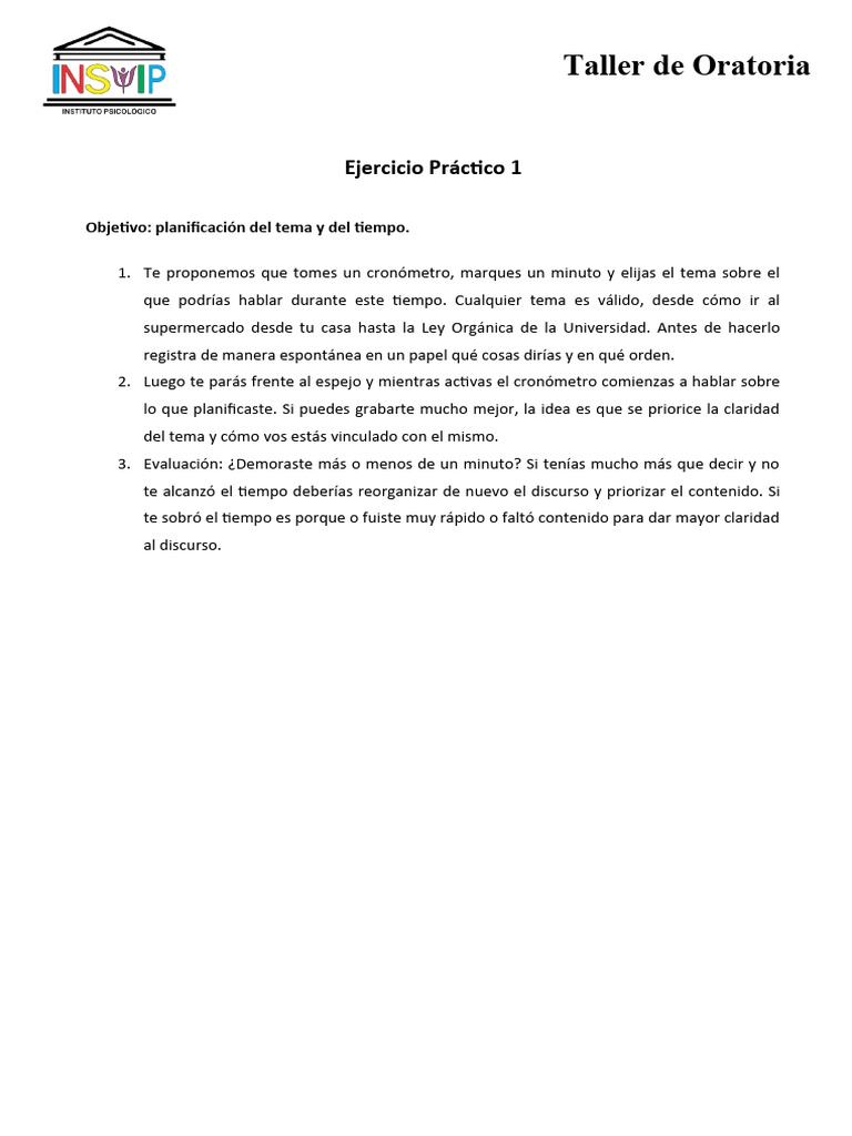 Nueve Ejercicios Prácticos de Oratoria | PDF