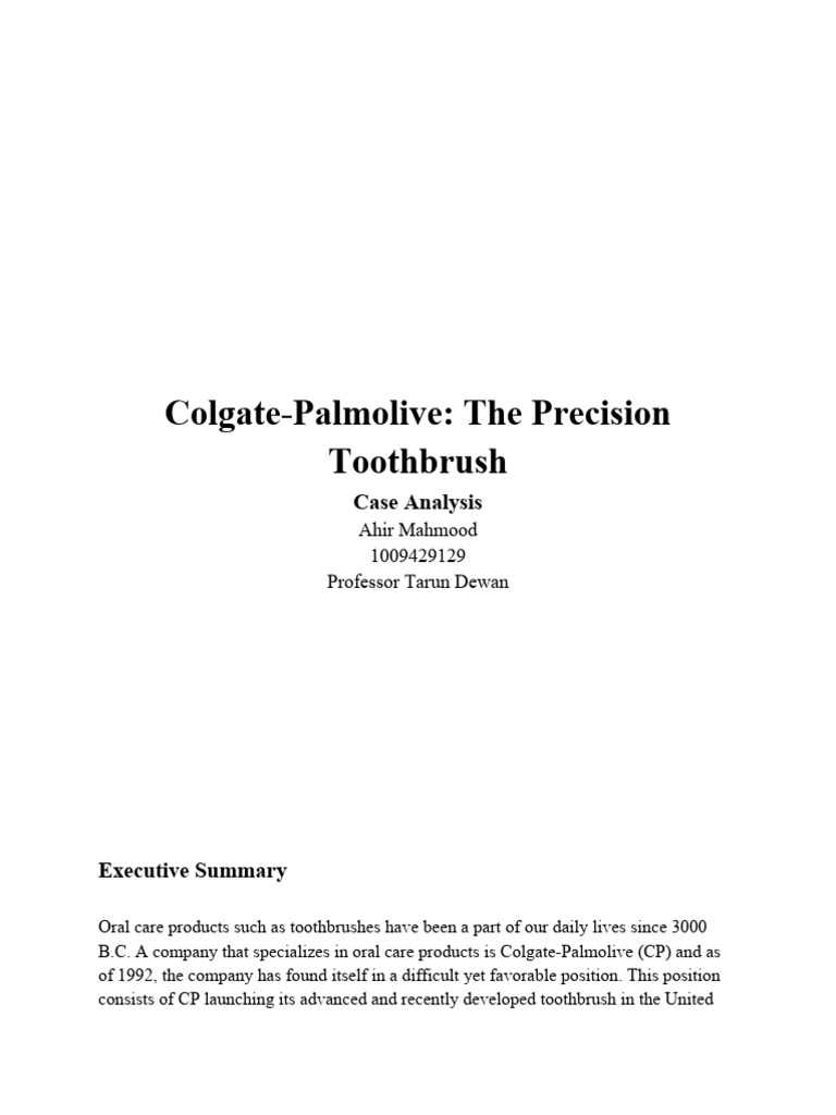 Colgate Palmolive - The Precision Toothbrush | PDF | Toothbrush | Oral Hygiene