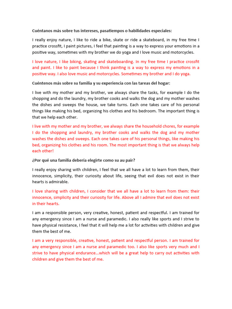 Dialogo para Video de Au Pair | PDF