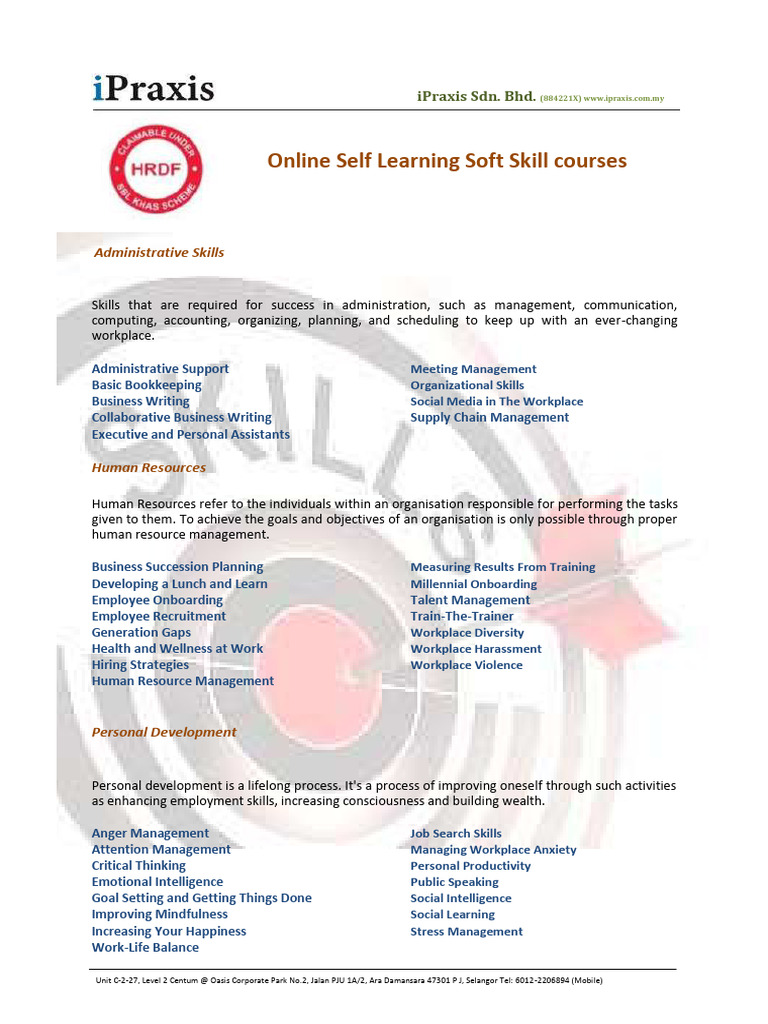 Online Self Learning Soft Skill Courses | PDF | Team Building | Leadership