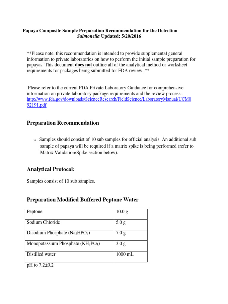 Papaya Composite Sample Preparation Recommendation 05 20 16 | PDF ...