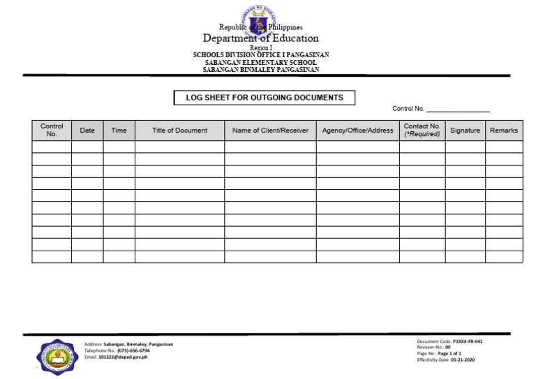 Log Sheets For Incoming Documents | PDF