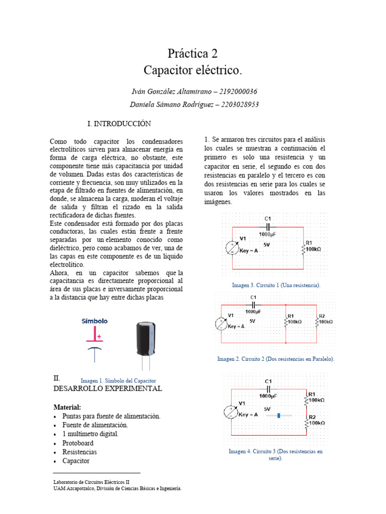 Práctica 2 LCE2 | PDF | Condensador | Fuente de alimentación