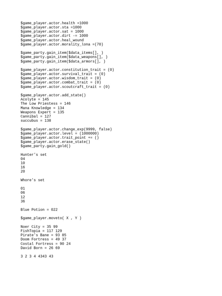 Lona RPG Cheat Codes and Commands | PDF