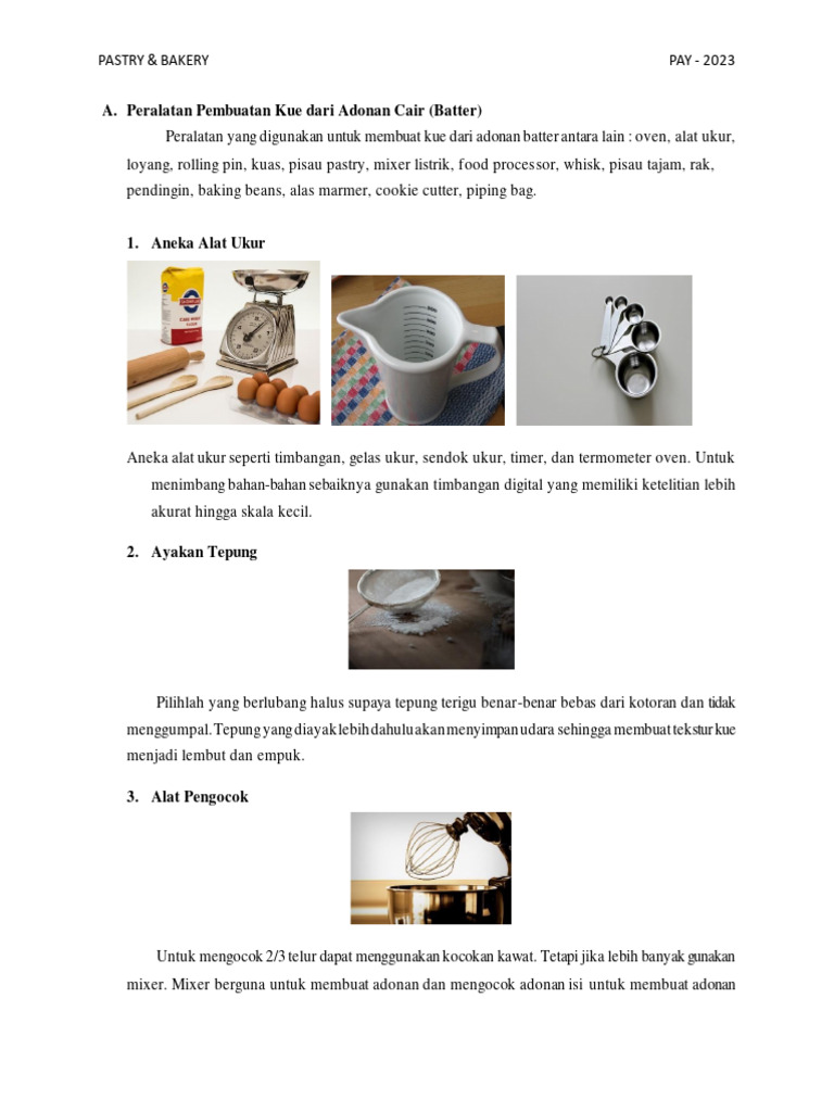 Alat Dan Bahan Pastry Bakery | PDF