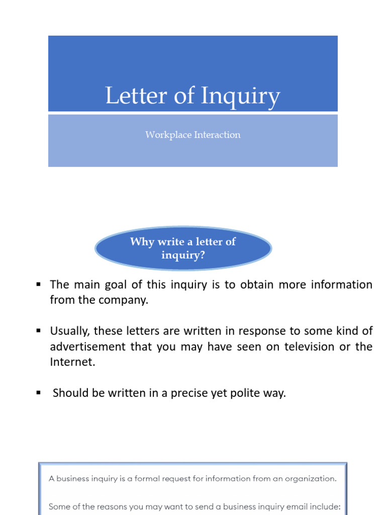 How to Write a Letter of Inquiry | PDF | Business | Business Process