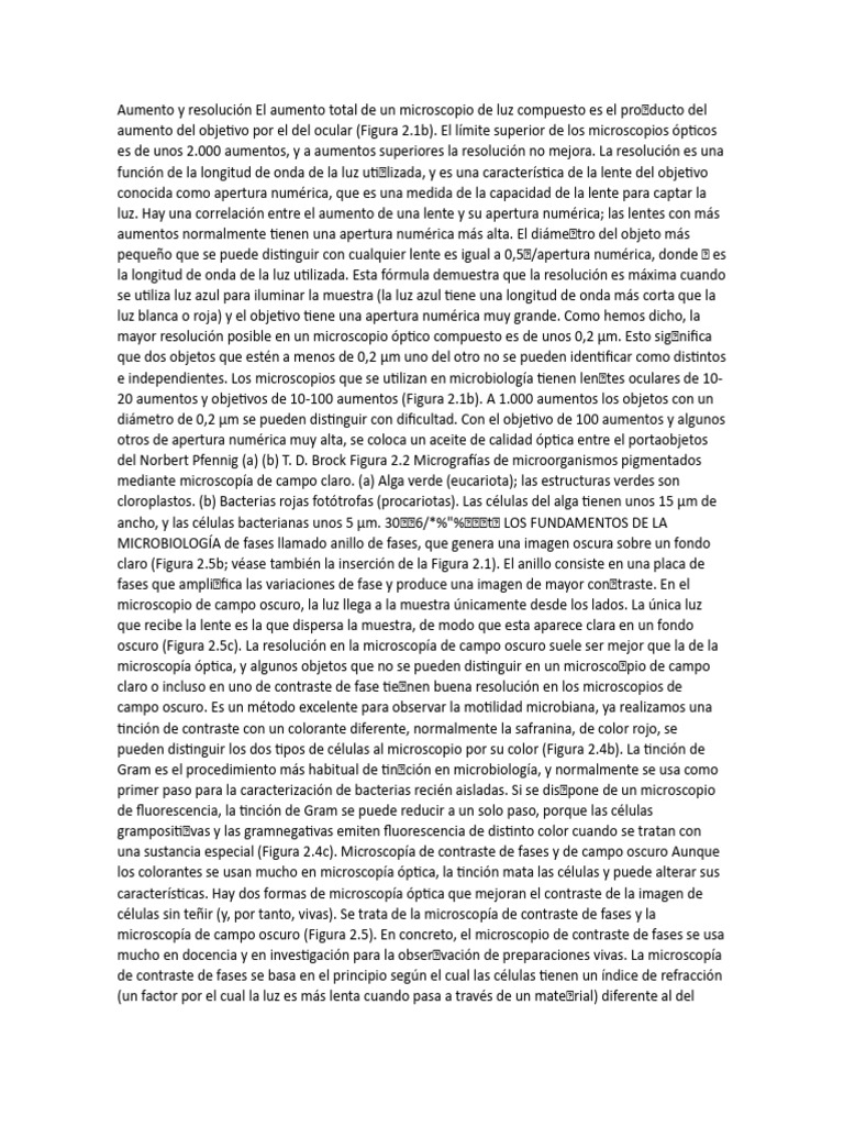 Aumento y resolución El aumento total de un microscopio de luz compuesto es el pro | PDF ...