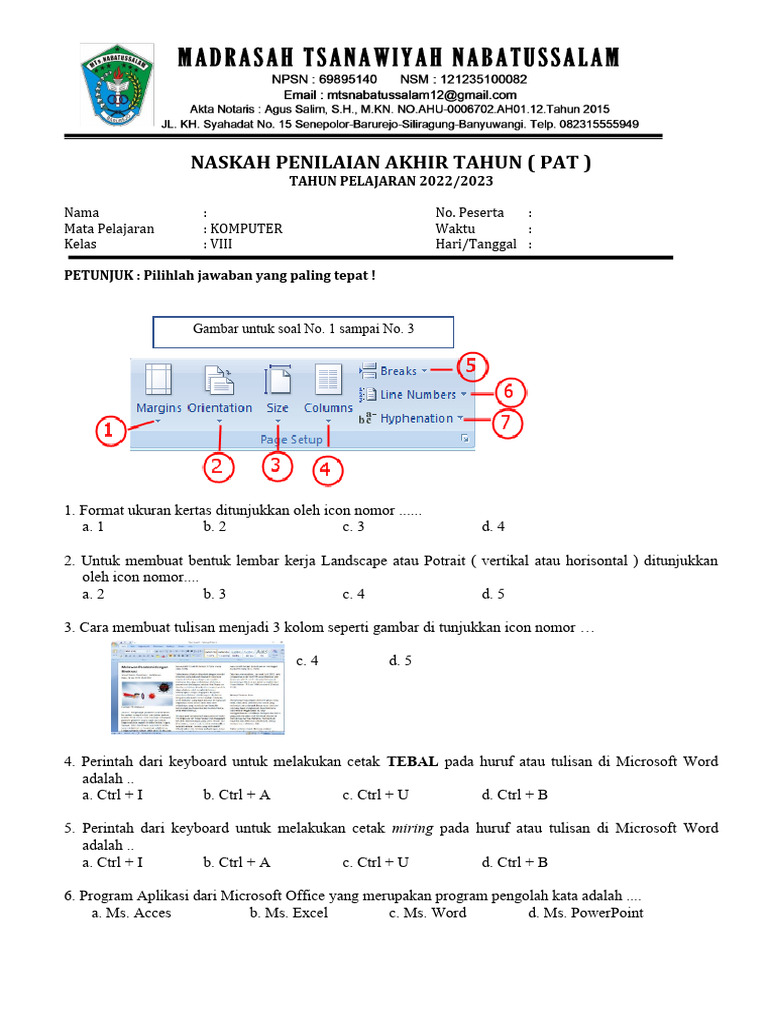 Soal PAT TIK Kelas VIII Tahun 2023 | PDF