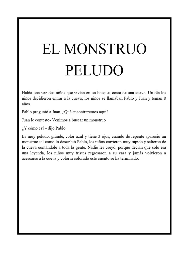 cuento EL MONSTRUO | PDF