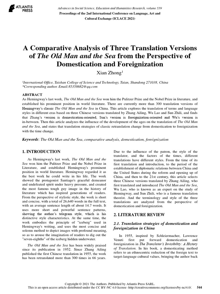 A Comparative Analysis of Three Translation Versions of The Old Man and The Sea125957621 | PDF ...