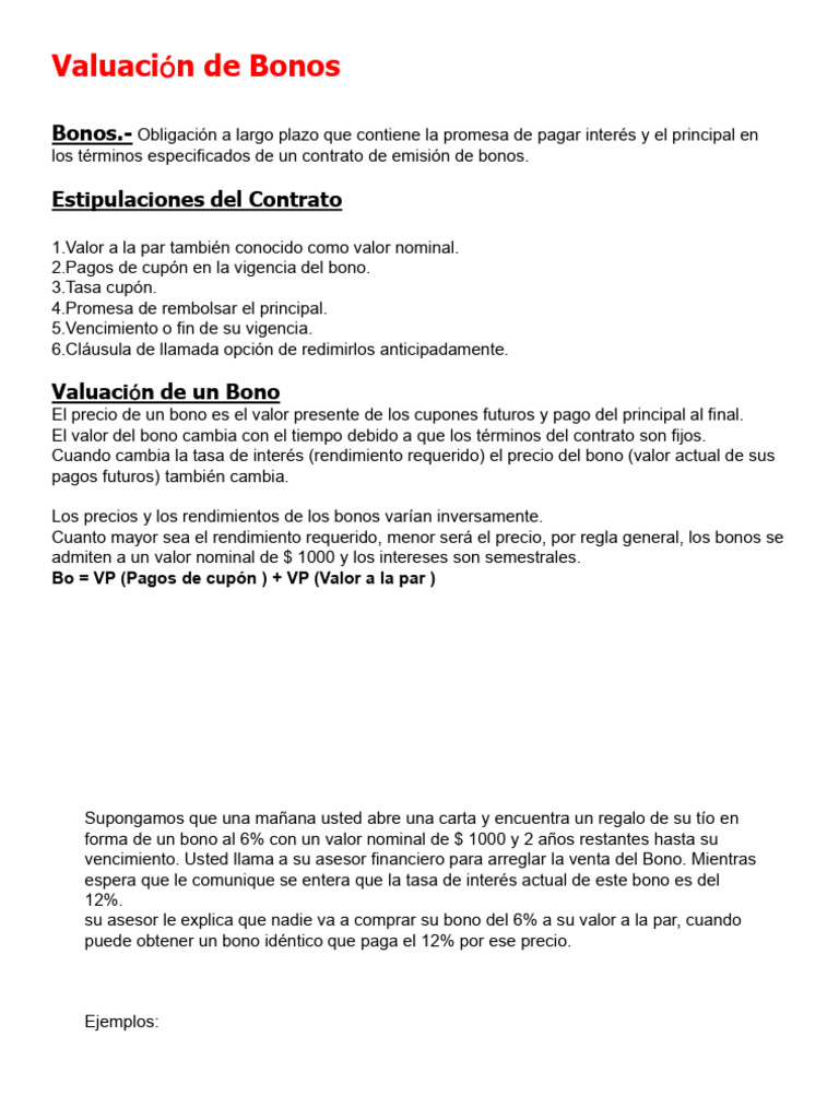 Unidad # 4.4 Valuación de Bonos | PDF | Bonos (Finanzas) | Cupón