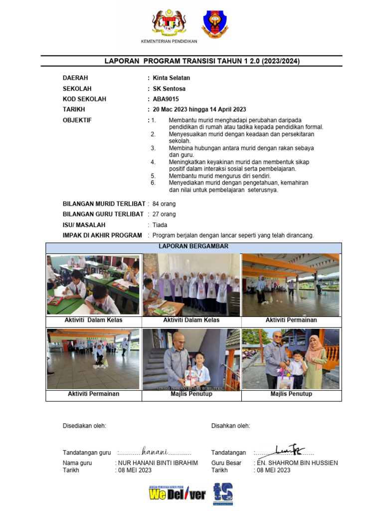 Hanani: Laporan Program Transisi Tahun 1 2.0 (2023/2024) | PDF