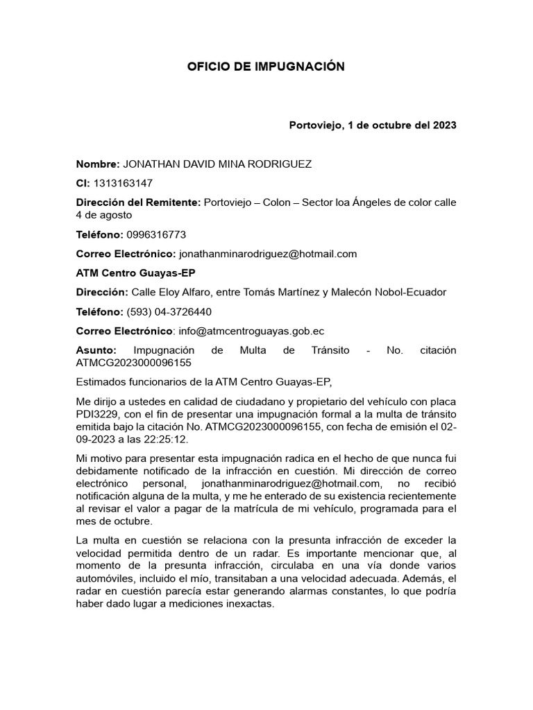 OFICIO DE IMPUGNACIÓN-signed | PDF | Derecho