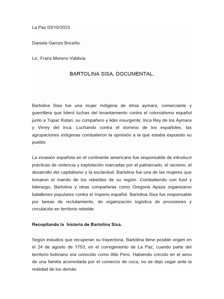 Bartolina Sisa | PDF