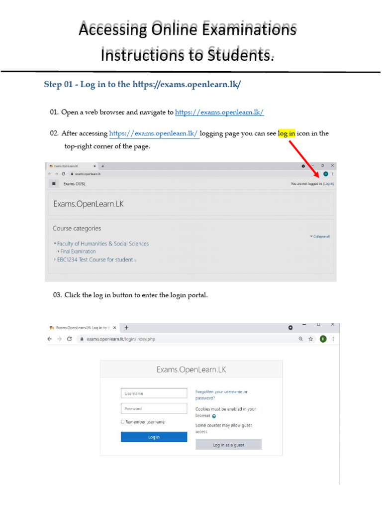 Annexure II - Instructions For Students | PDF | Login | Password