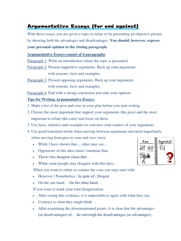 Argumentative Essays (For and Against) | PDF | Essays | Argument