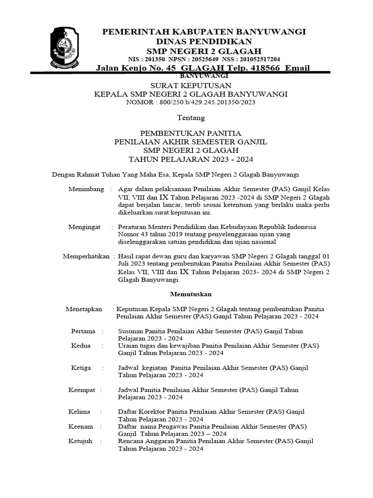 Program PAS Ganjil 2023 - 2024 | PDF