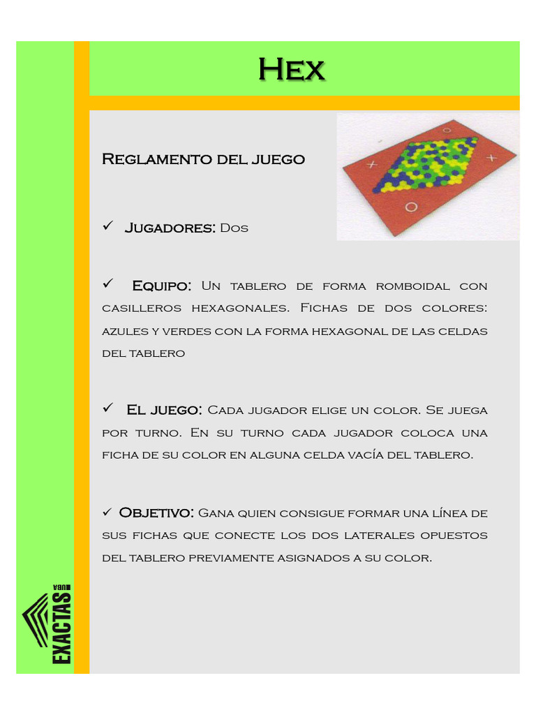 Reglamento del juego Hex: Instrucciones básicas | PDF