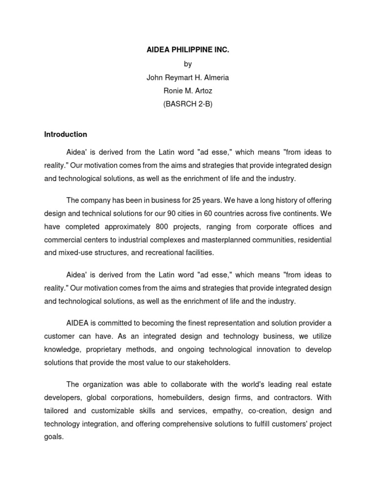 Aidea Philippine Inc | PDF | Building Information Modeling | Economic ...
