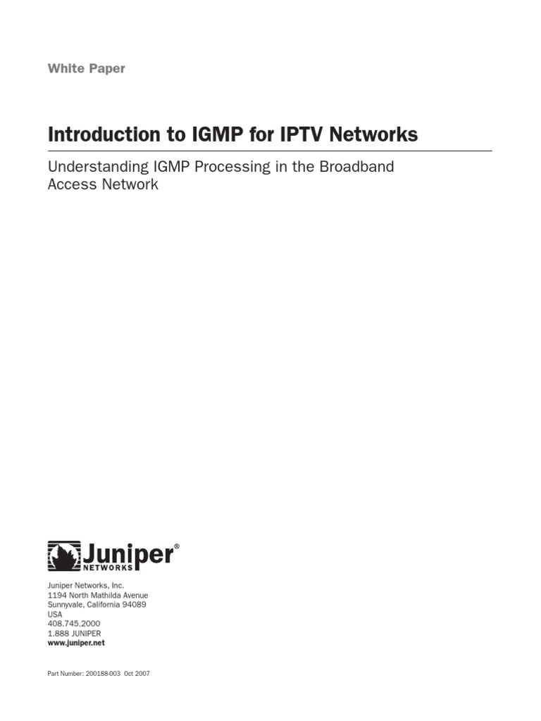 Juniper IGMP | PDF | Iptv | Multicast
