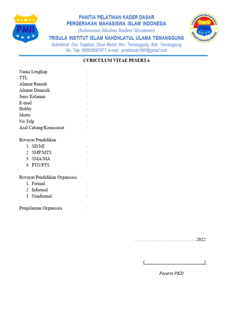 CV PESERTA PKD 2022 - Copy | PDF