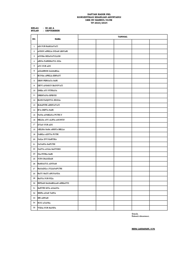 ABSENSI PKL AK 23-24 | PDF