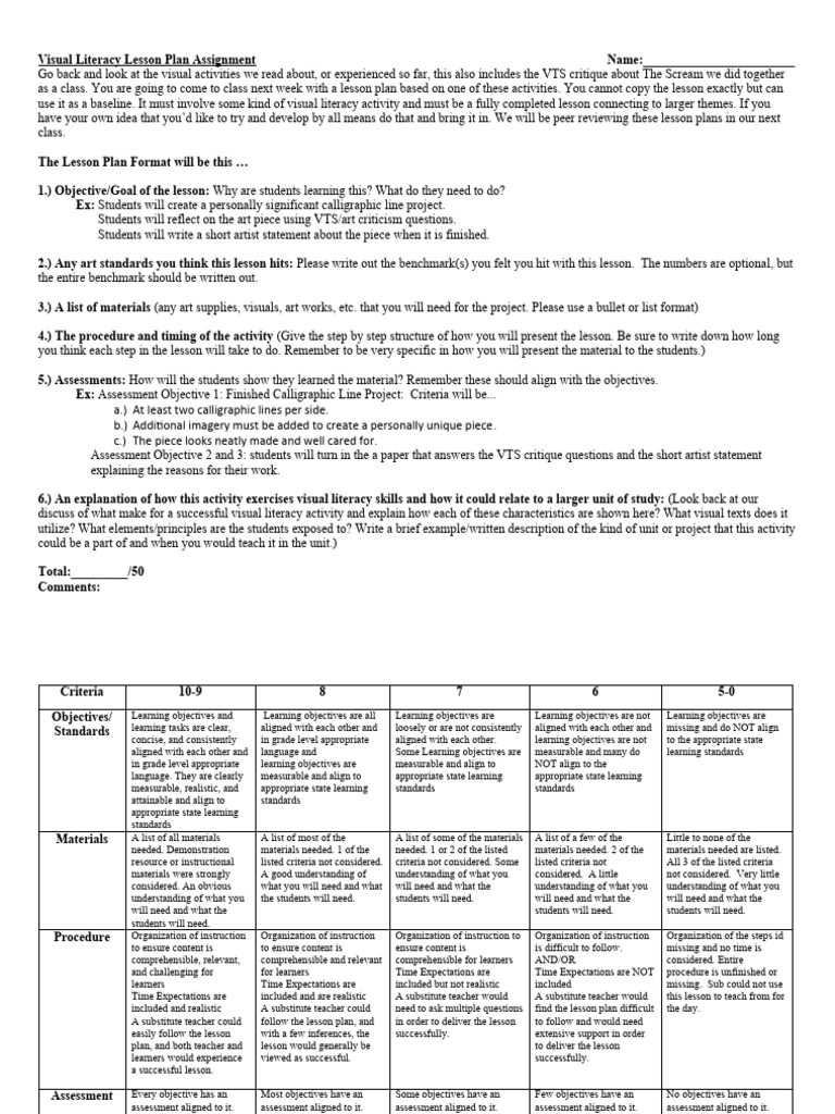 Visual Literacy Lesson Plan Guide | PDF | Lesson Plan | Learning