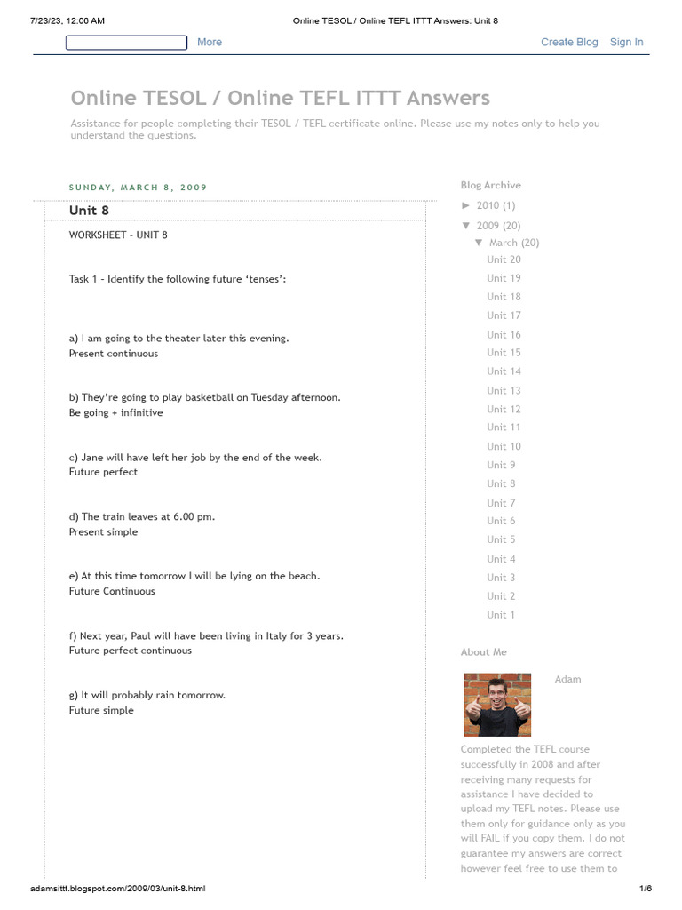 ITTT Unit 8 Future Tenses Guide | PDF | Verb | Linguistics