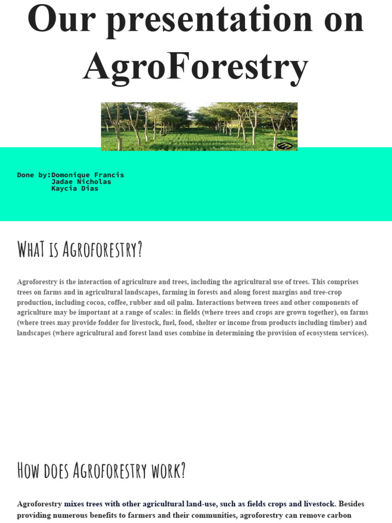 Understanding Agroforestry Benefits | PDF | Agriculture | Agricultural ...