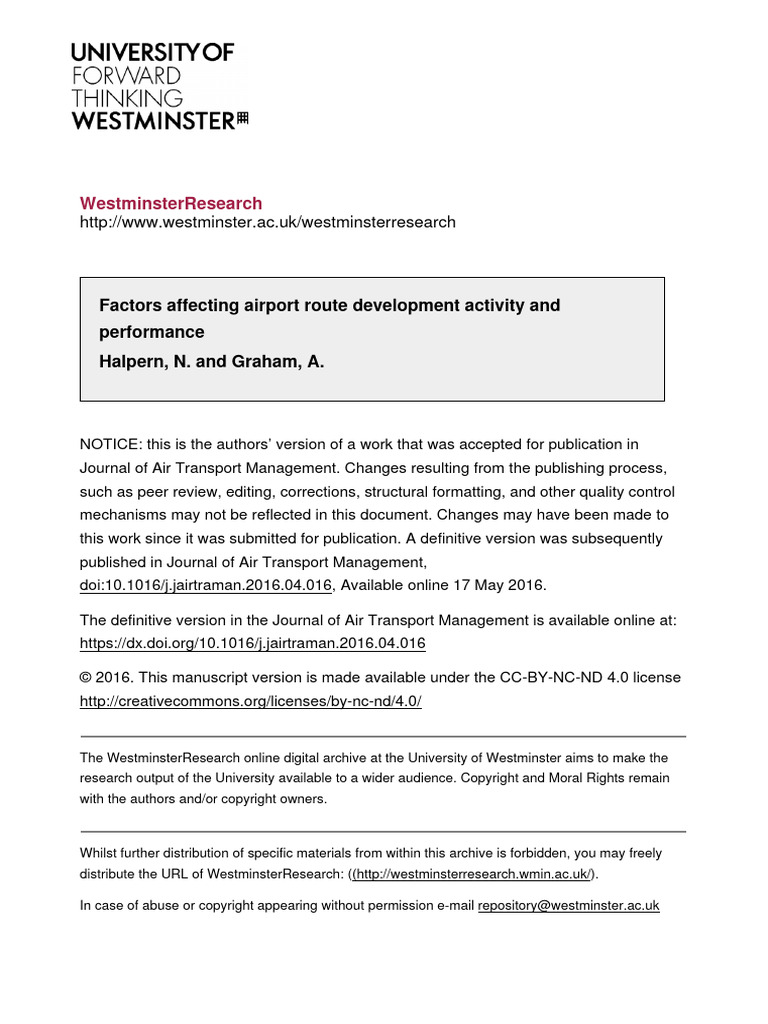 Factors Affecting Airport Route Development Activity and Performance ...